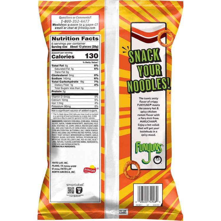 Funyuns® Maruchan Hot & Spicy Chicken Ramen Flavored Onion Rings - Shop Now at Snacks.com