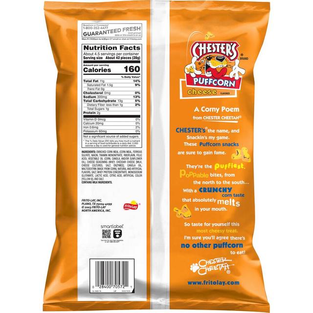Chester's® Puffcorn Cheese Flavored Snacks - Shop Now at Snacks.com