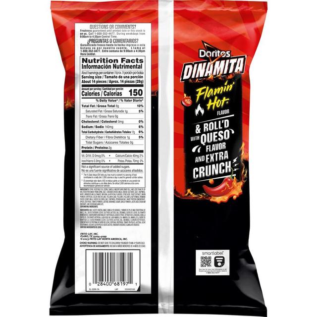 Doritos® Dinamita® Flamin Hot Queso Flavored Rolled Tortilla Chips - Shop Now at Snacks.com