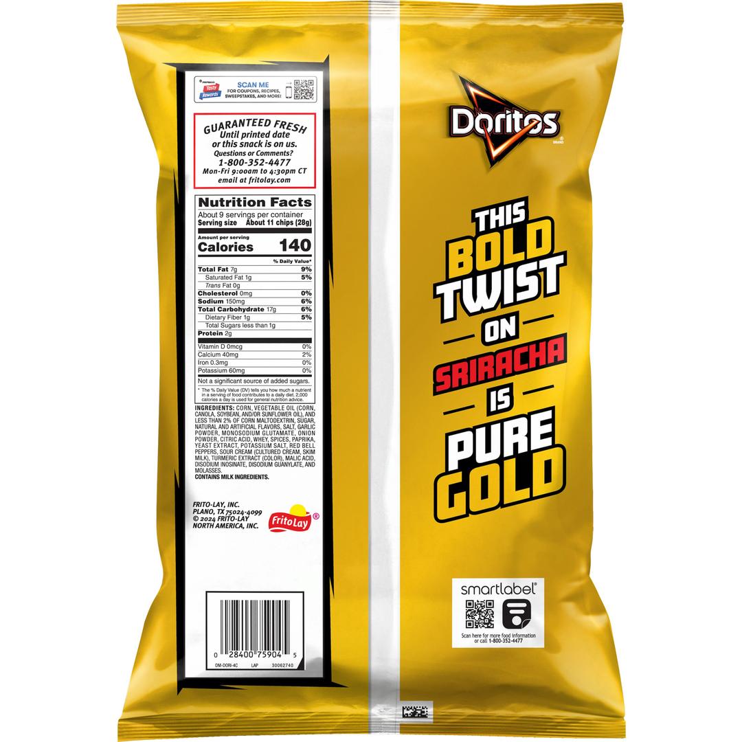 Doritos® Golden Sriracha Tortilla Chips - Shop Now at Snacks.com