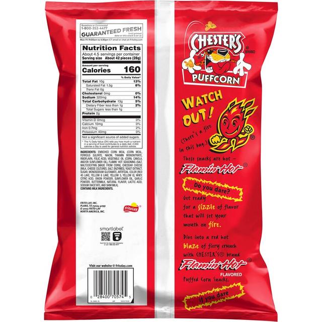 Chester's® Puffcorn Flamin' Hot® Flavored Corn Snacks - Shop Now at ...