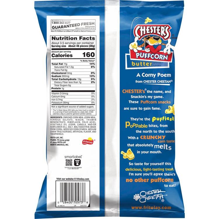 Chester's® Puffcorn Butter Flavored Corn Snacks - Shop Now at Snacks.com
