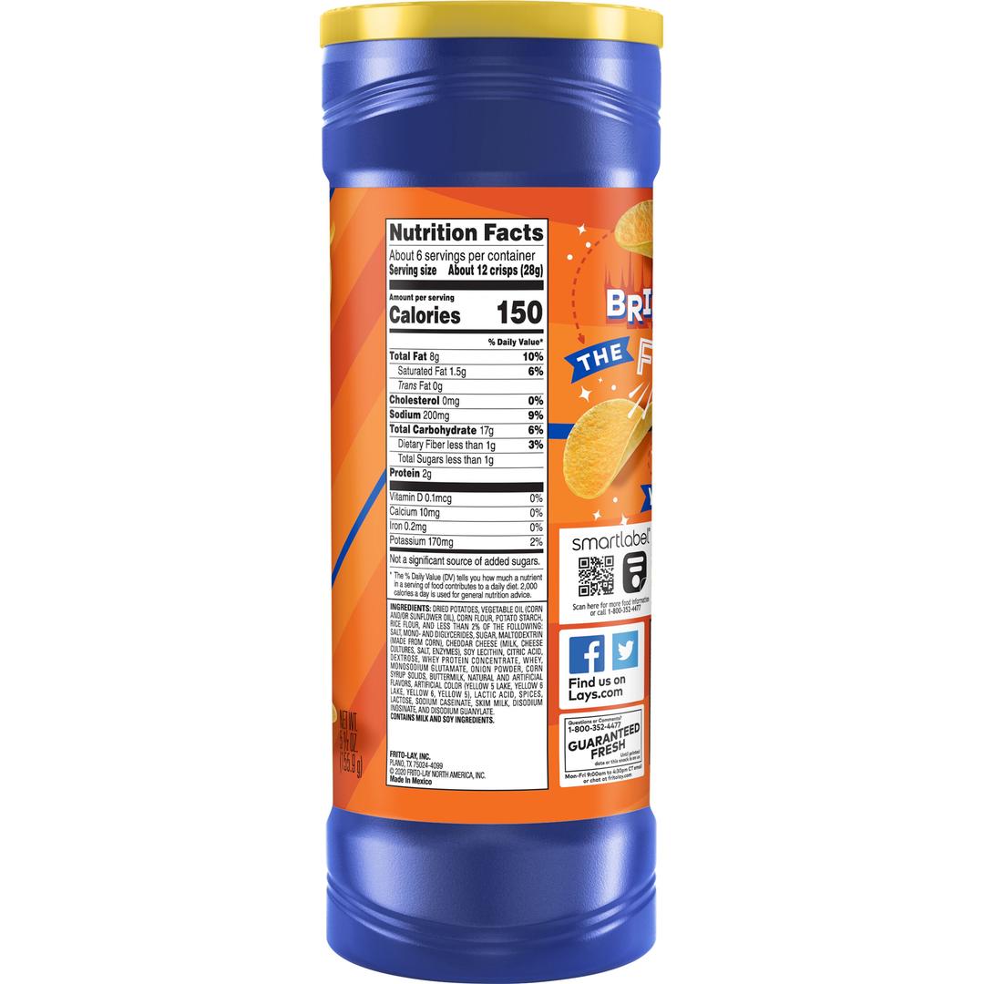 Lay's Stax Potato Crisps Cheddar Flavored - Shop Now at Snacks.com